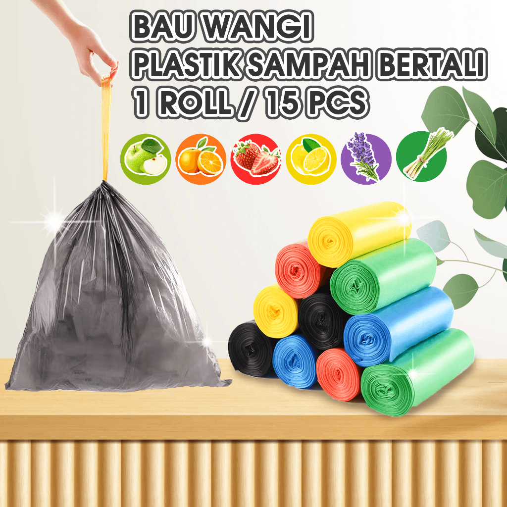 (1 ROLL / 15 HELAI) PLASTIK SAMPAH WANGI (M SIZE) 45x50cm Scented ...