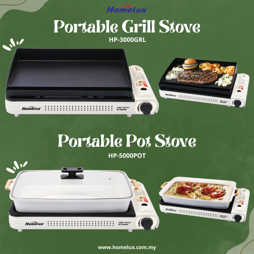 HOMELUX PORTABLE GRILL STOVE HP-3000GRL & PORTABLE POT STOVE HP-5000POT ...