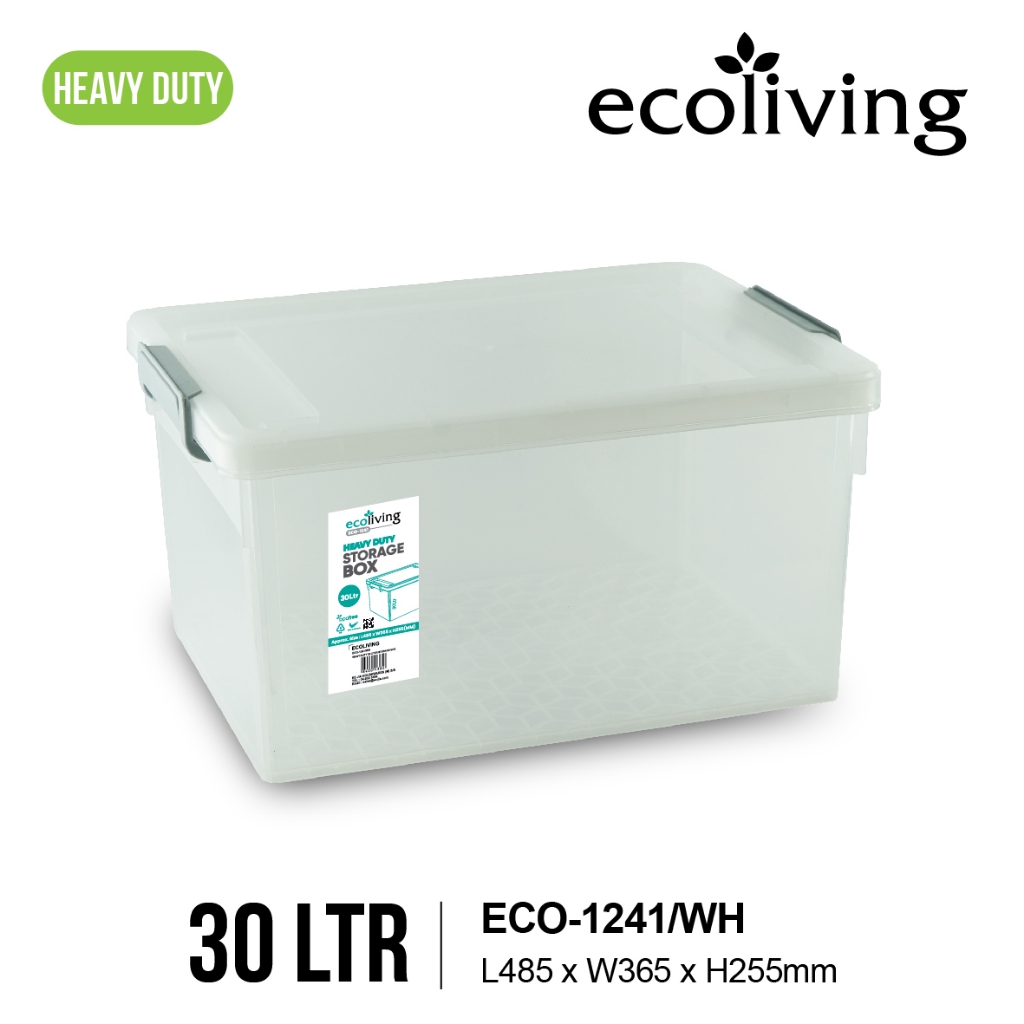 ECO LIVING 30L Heavy Duty Stackable Transparent Storage Box, Space ...