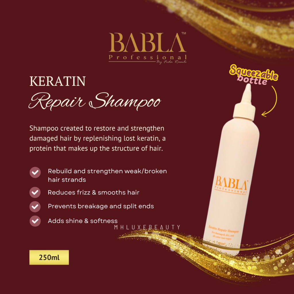 BABLA Professional Keratin Repair Shampoo for frizzy - damage - dry hair | Shopee Malaysia