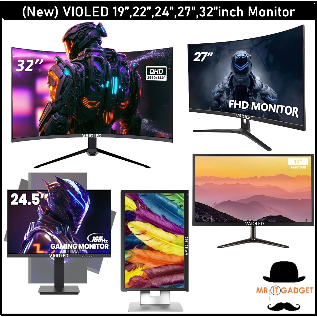 (NEW)VAIOLED Curved Gaming Monitor 32 inch to 19 inc 165hz 144hz 75hz ...