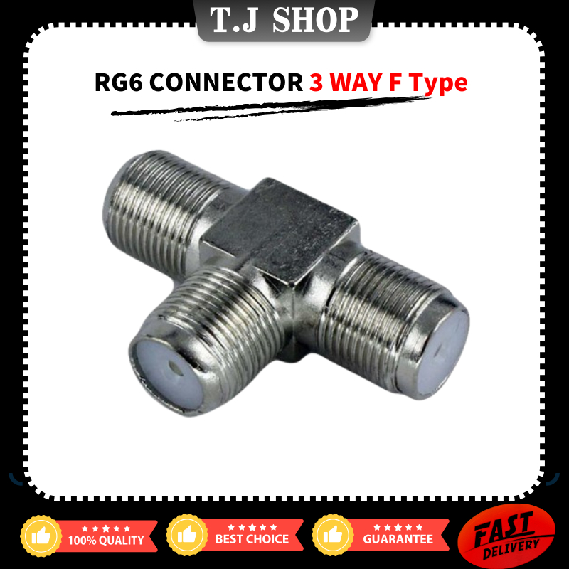 F Type RG6 Splitter 3 Way F-Type Female to 2 Female Connector Adapter T ...