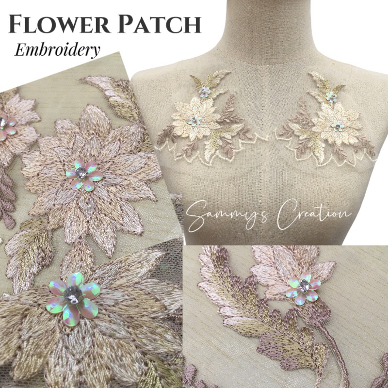 1 pair Flower lace embroidery patch lace flower patch for clothes ...