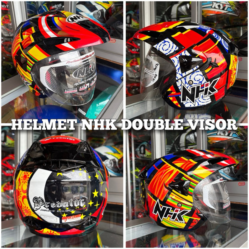 LIMITED EDITION😍HELMET NHK INCLUDE CAP DOUBLE VISOR OPEN FACE NHK ...