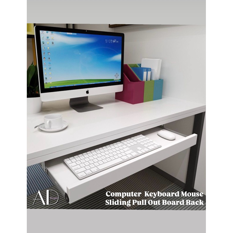 Computer Keyboard Sliding Pull-Out Board Bracket Tray • Under Desk ...
