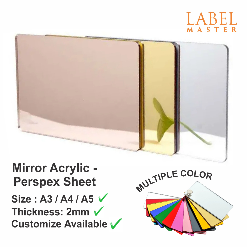 Mirror Acrylic Sheet A3 A4 A5 / Perspex / Plastic Sheet 2mm / Laser ...