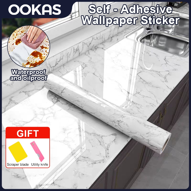 【Thickened】Self-Adhesive Marble Sticker Bathrooms Kitchen Countertops ...