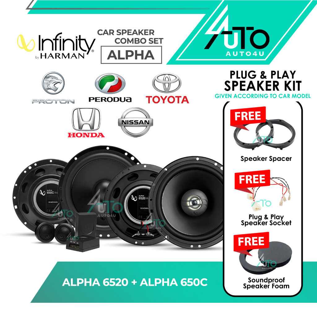 Infinity Alpha6520 Alpha650C Plug & Play Car Speaker 6.5 inch Combo Kereta PnP Proton Perodua ...