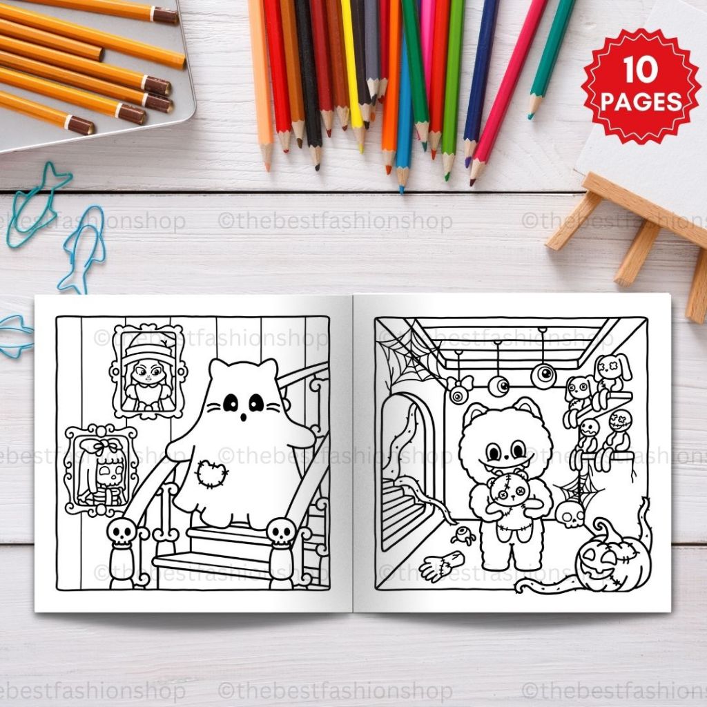 P174 [PDF] Spooky Corner Halloween Coloring Page Printable Halaman ...