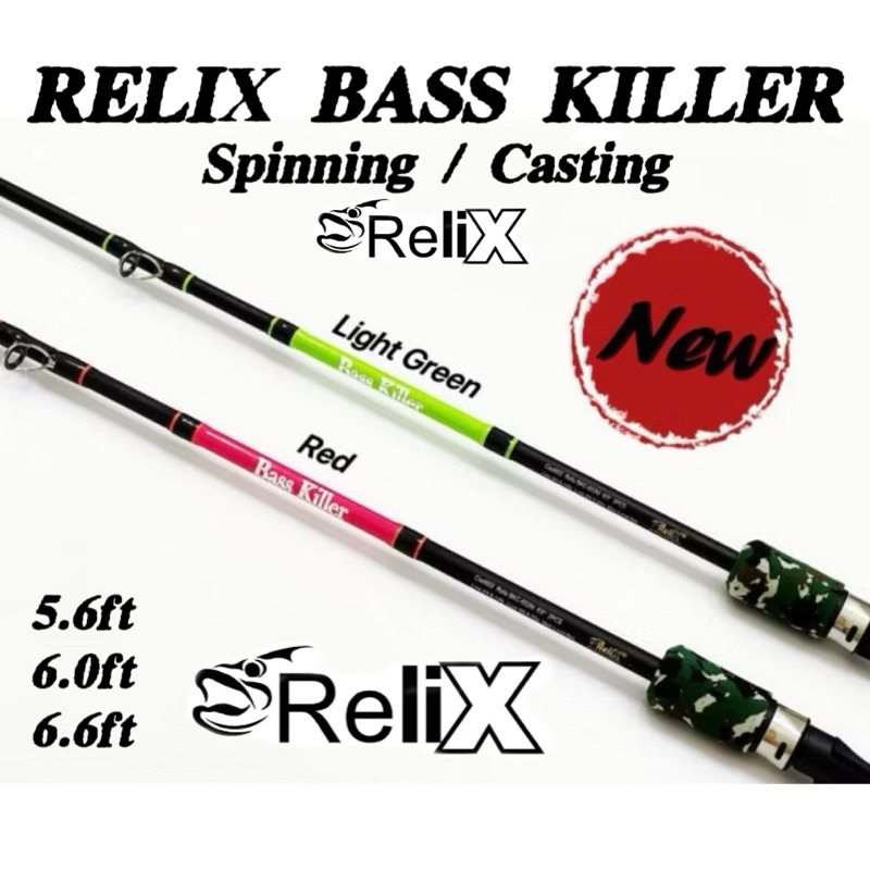 Relix Bass Killer Rod 5.6ft 6.0ft 6.6ft (2pcs) Spinning / BC Rod ...
