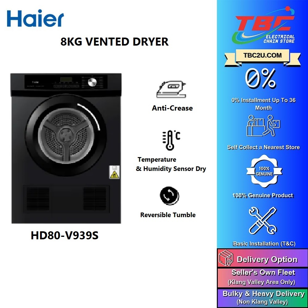HAIER 8KG & 7KG VENTED DRYER (HD80-V939S) | (HDV70A1) | Shopee Malaysia