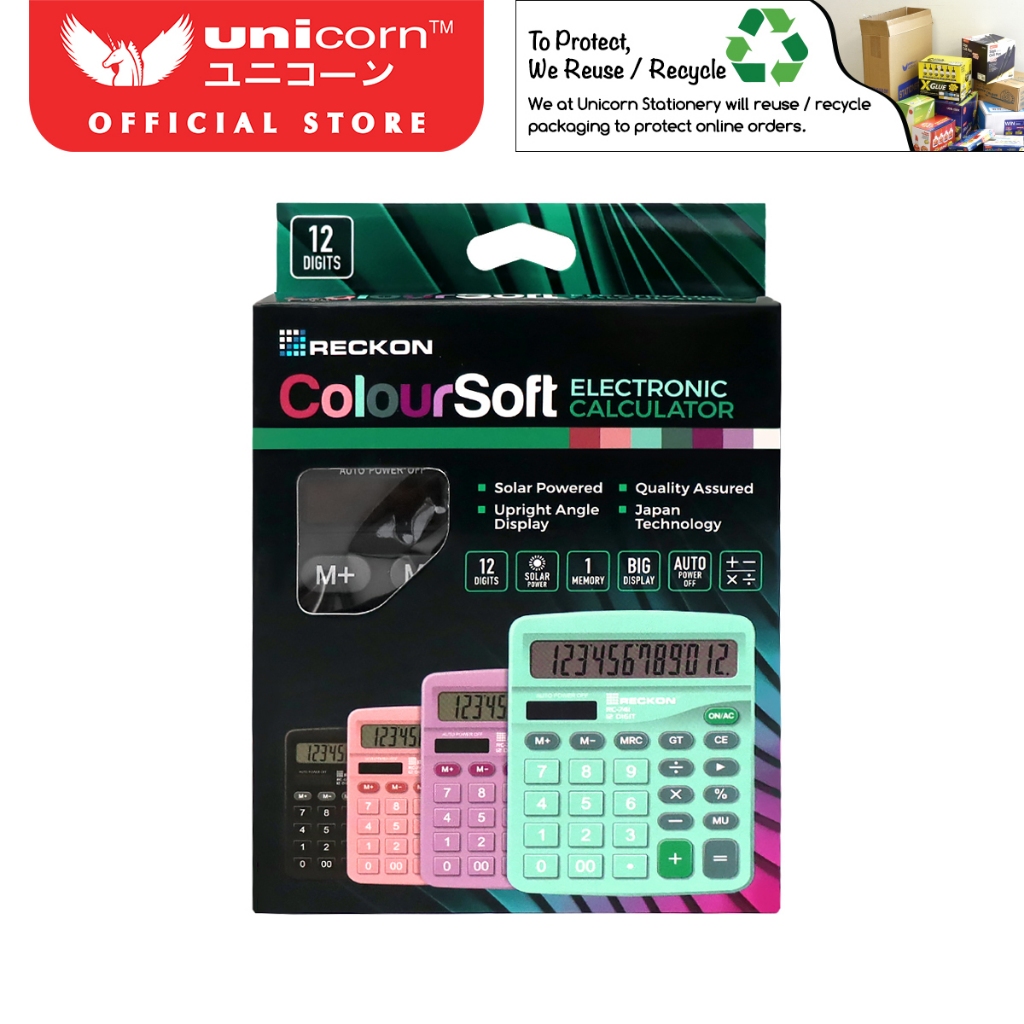 Unicorn Stationery Reckon Colour Soft Electronic Calculator RC-697/ RC-741 | Shopee Malaysia