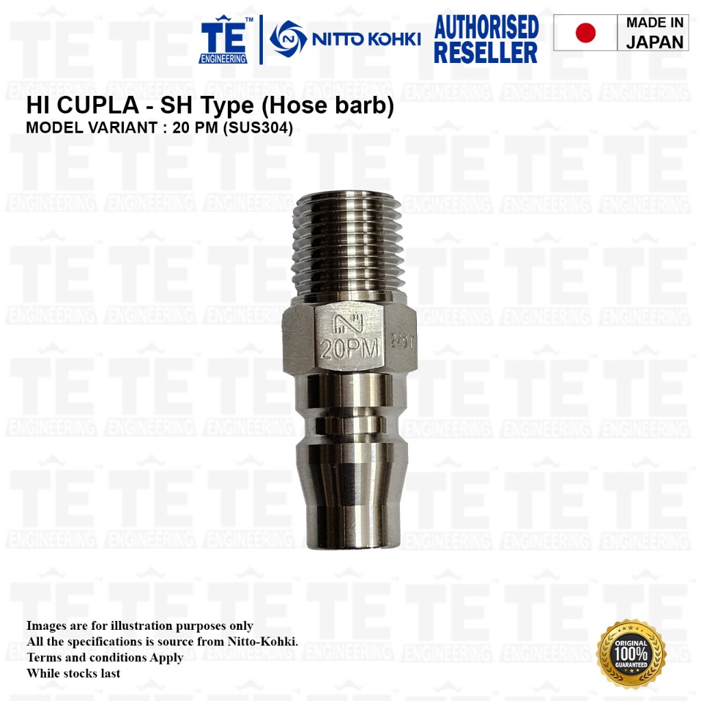 NITTO KOHKI Stainless Steel 304 20PM Type Pneumatic Air Quick Coupler (HI CUPLA 20 PM SUS304 ...