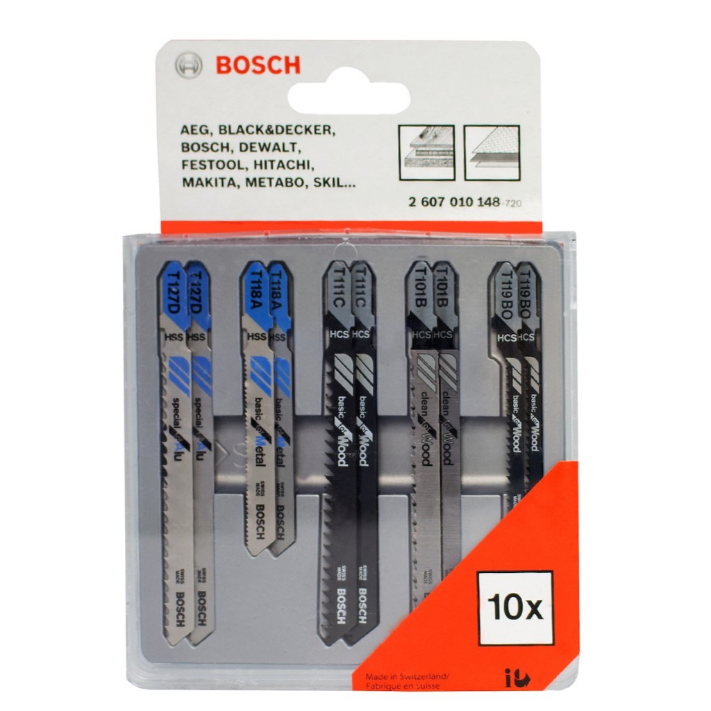BOSCH JIGSAW BLADE ASSORTED Metal & Wood 10pc (T101B, T111C, T119BO ...