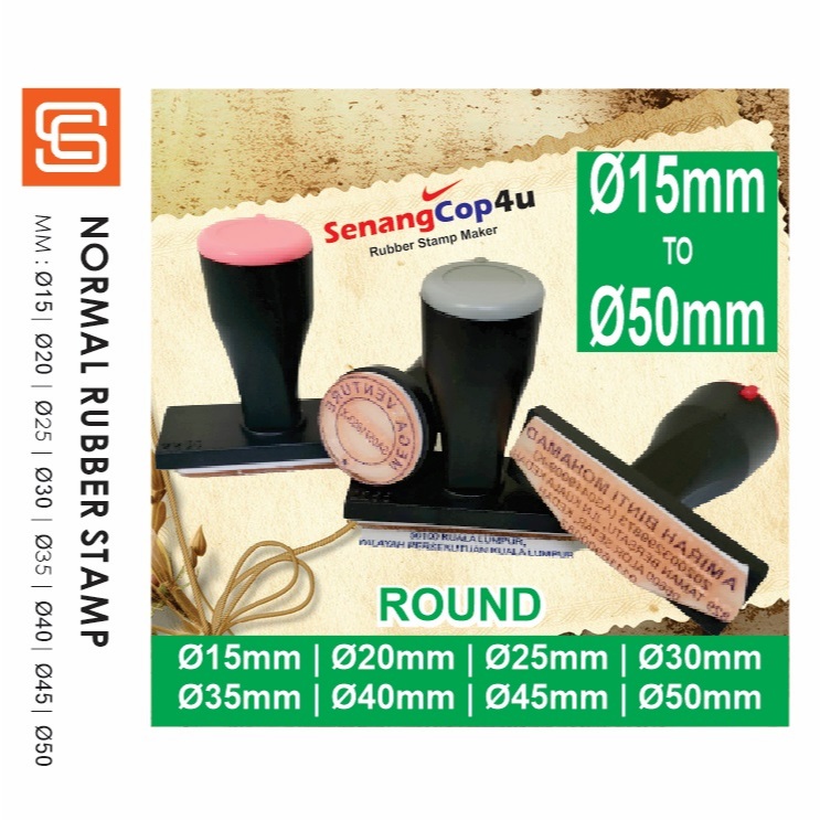 CUSTOM MADE NORMAL RUBBER STAMP (ROUND STAMP) SIZE: Ø15MM - Ø50MM ...
