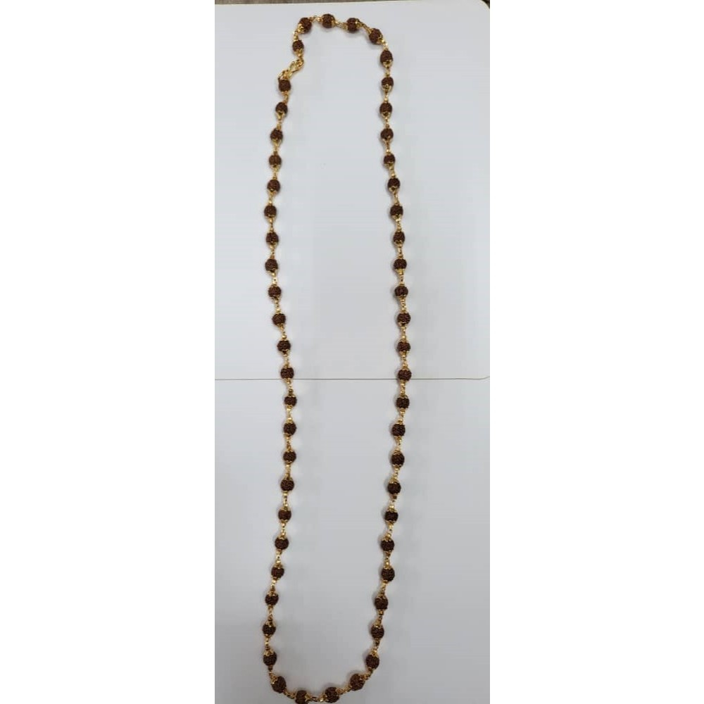 ORIGINAL RUDRAKSHA BEADS IN GOLD COLOUR POLISHED CHAIN / BEADS GARLAND ...