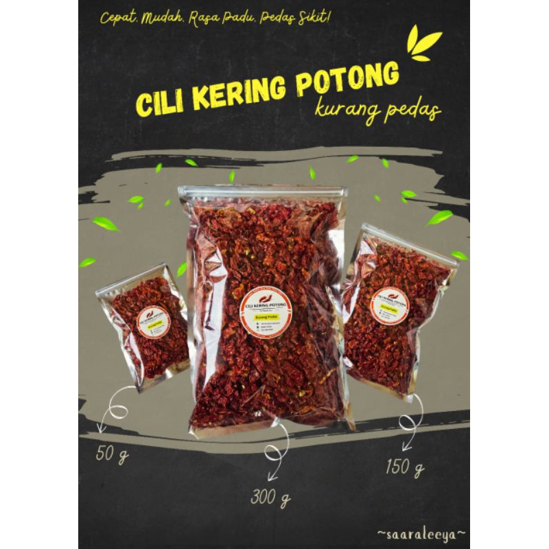 KURANG PEDAS - CILI KERING SIAP POTONG 50g/150g/300g | Shopee Malaysia