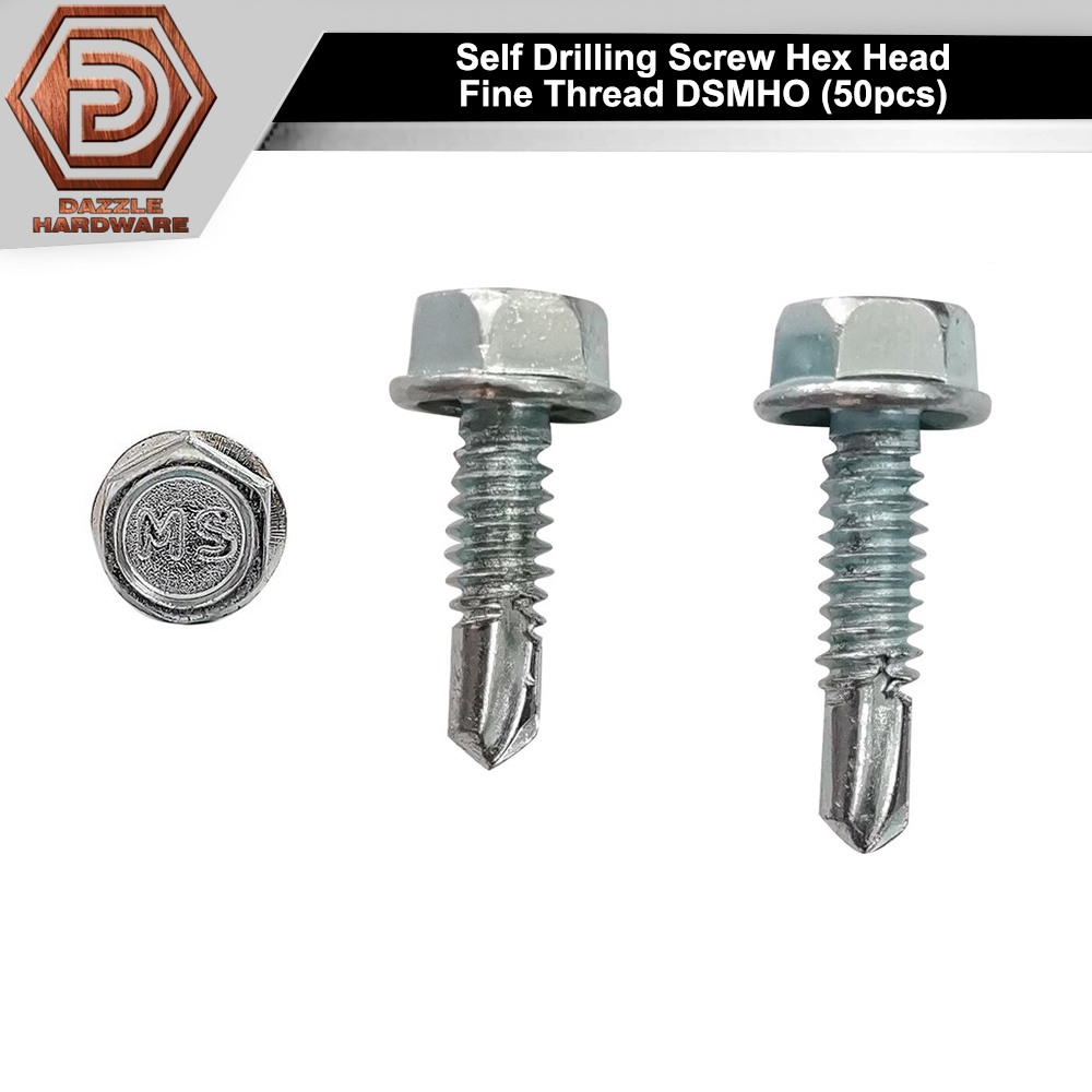 [ 1 unit = 50pcs] Self drilling screw hex head DSMHO skru tebuk besi ...