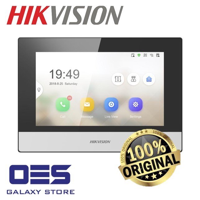 HIKVISION DS-KH6320-WTE1 Network Video Intercom 7“ Touch-Screen with 1024 × 600 Resolution IP ...