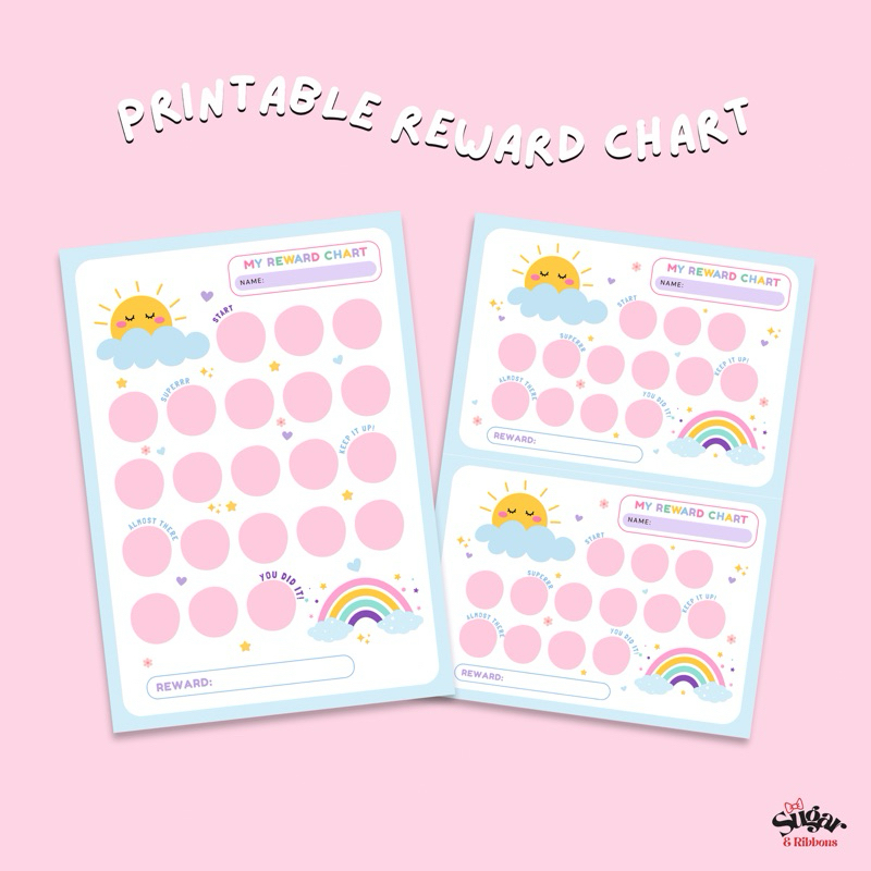 Printable Kids Reward Chart | Printable Rainbow Sticker Chart | Chart ...