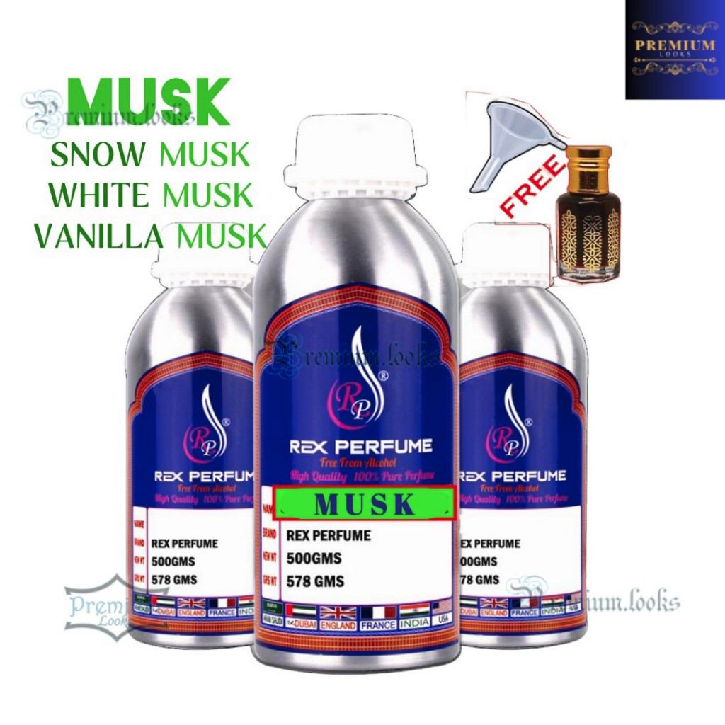 "VANILLA MUSK - WHITE MUSK - SNOW MUSK" Attar Perfume Oil 500ML, 250ML ...