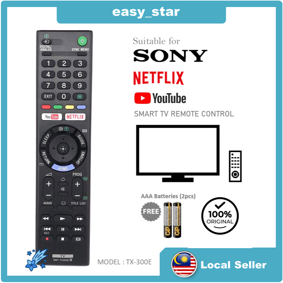 Original SONY Netflix Youtube Smart LED TV Remote Control (RMT-TX300E) | Shopee Malaysia