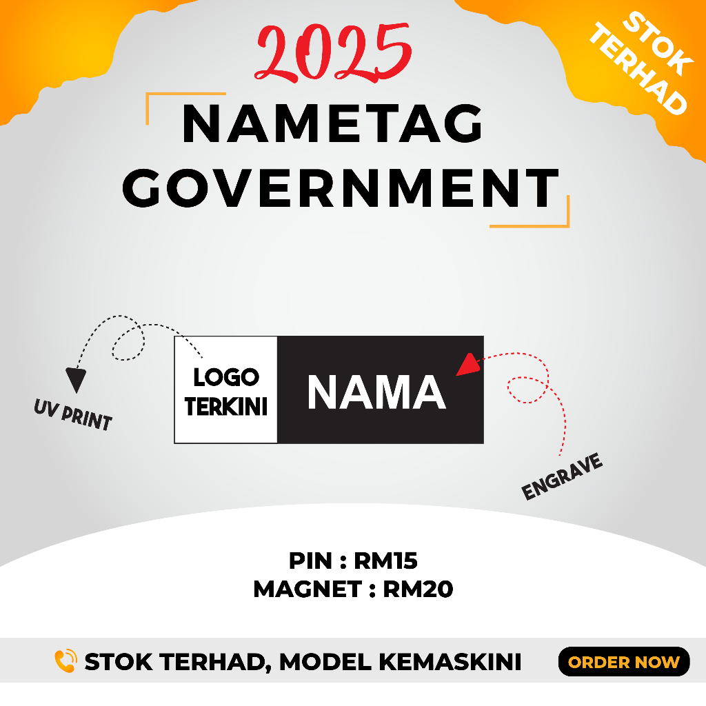 2025 Nametag Pin Magnet Logo Terkini Pegawai 25X75MM | Shopee Malaysia