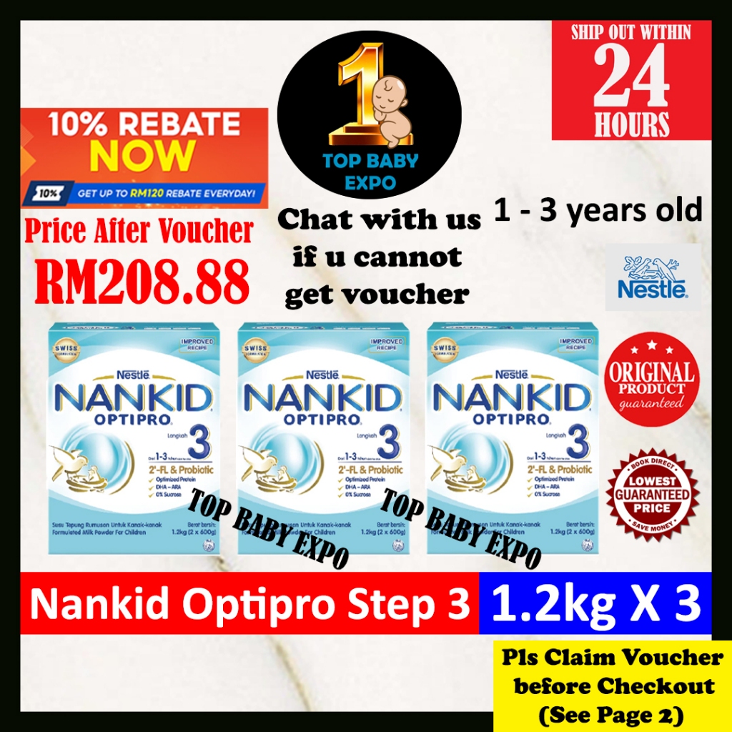 Nestle NANKID OPTIPRO Step 3 (1.2kg X 3) Exp: 10/2026 Nan (Newest Stock ...