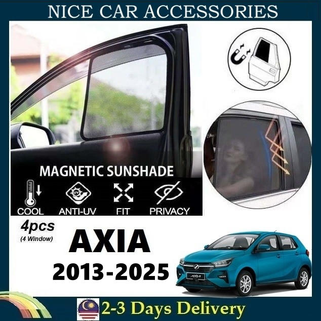 Perodua Axia 2013-2025 Fit Magnetic Sunshade [4 PCS] Accessories ...