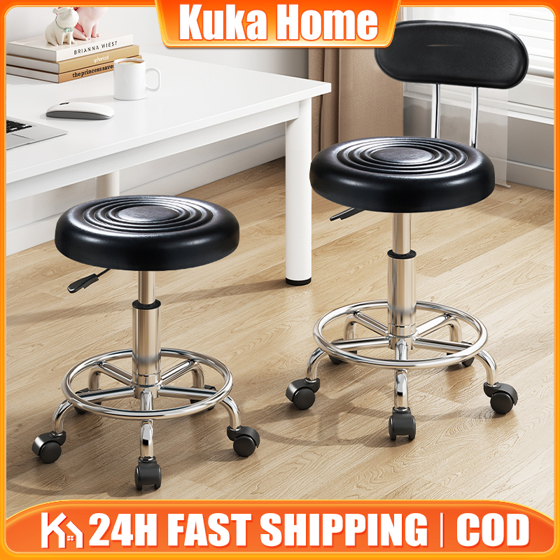 ️Besi Kursi Swivel Chair Coffee Bar Counter Salon Chair Backrest ...