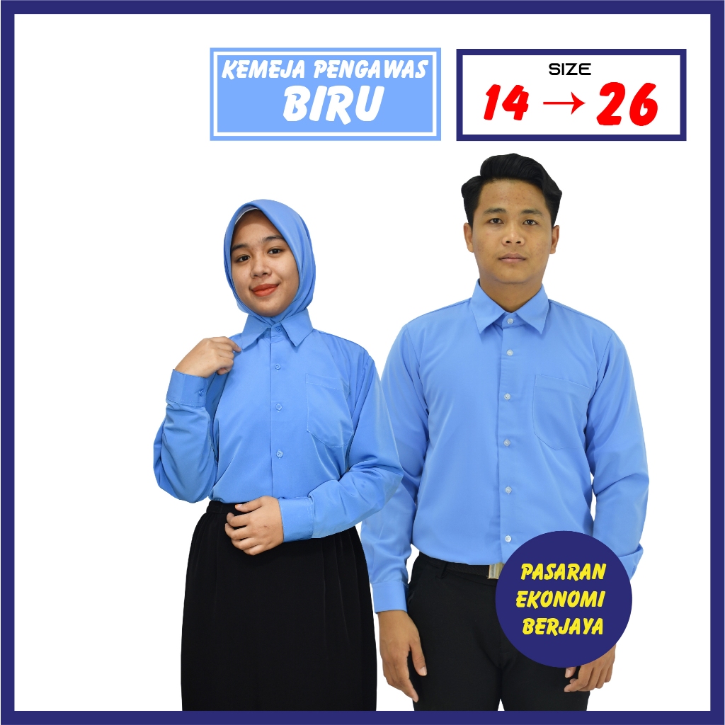 KEMEJA PENGAWAS KOSHIBO LICIN LENGAN PANJANG BIRU MUDA / LONG SLEEVE ...