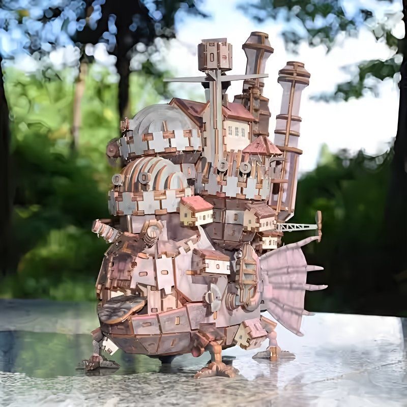DIY 3D Wooden Puzzle Howl's Moving Castle 3D Puzzle/Block Anime Puzzle ...
