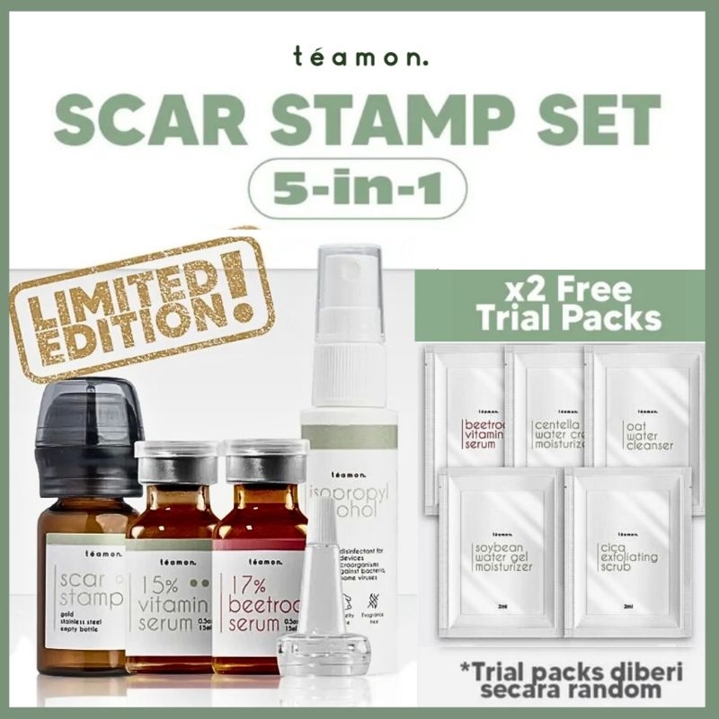 Teamon Scar Stamp 5in1 Scar Roller Set Skincare with Beetroot Serum ...