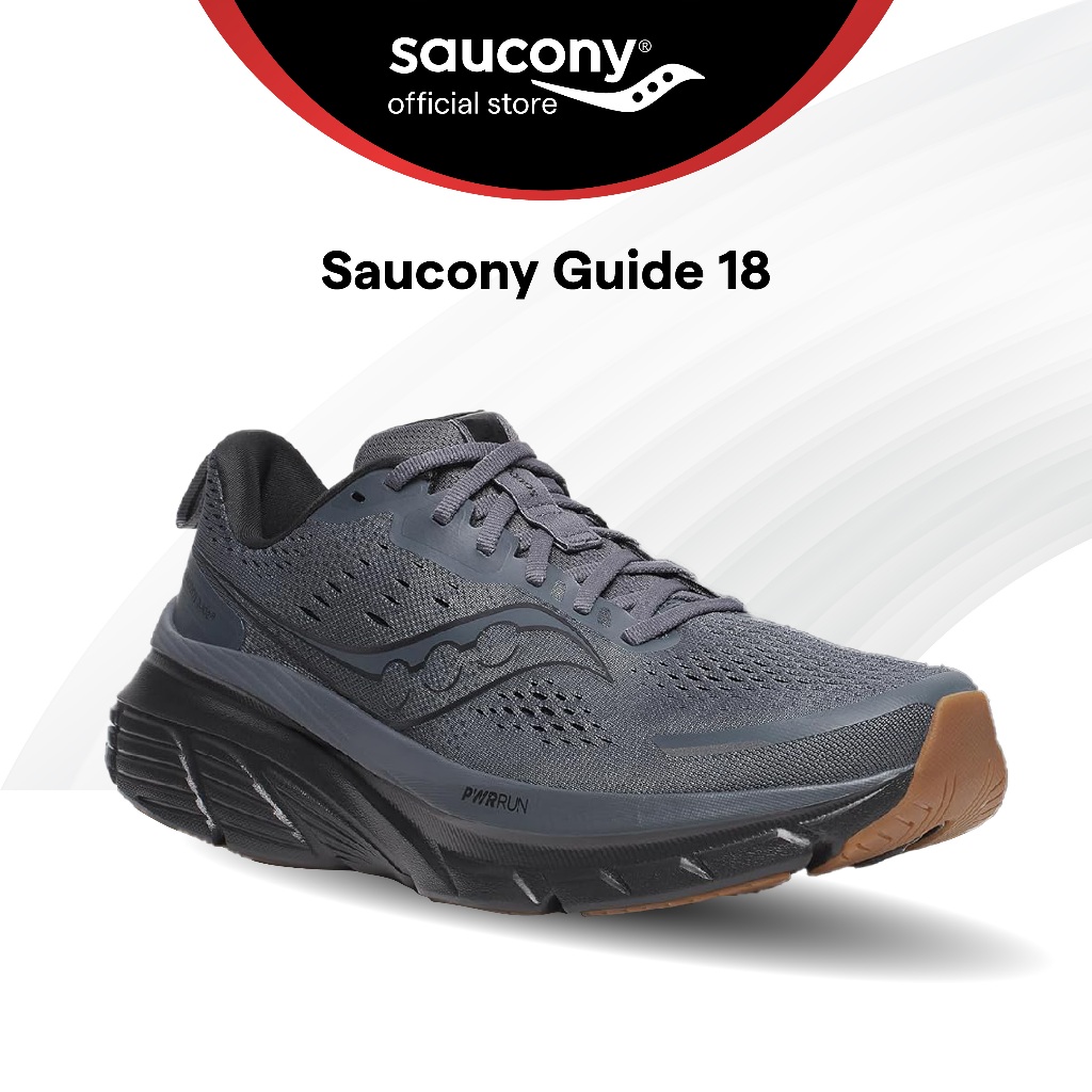 Saucony Guide 18 Road Running Stability Shoes Men's - (SHADOW/GUM ...