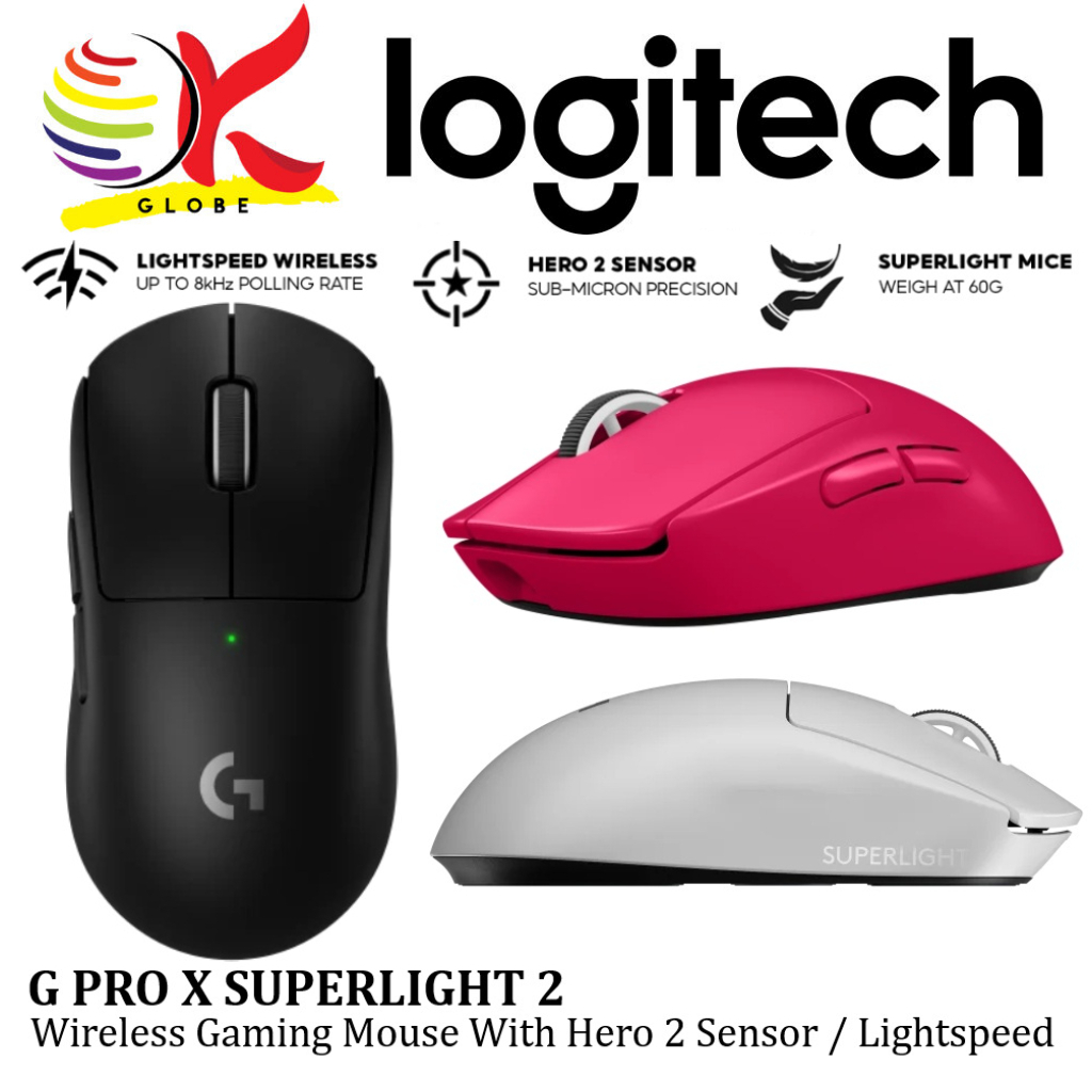 LOGITECH G PRO X SUPERLIGHT 2 WIRELESS GAMING MOUSE LIGHTSPEED / HERO 2 ...