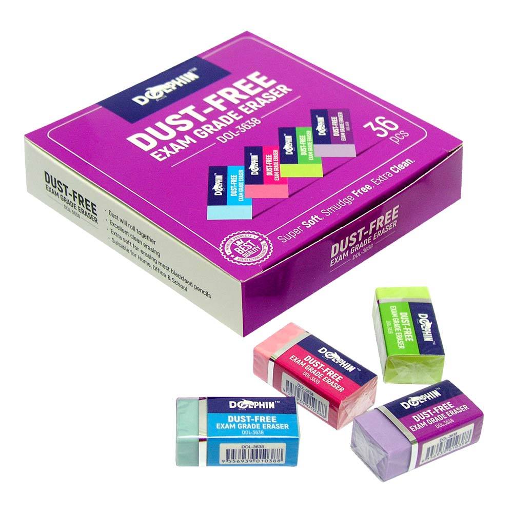 Dolphin Dust-Free Exam Grade Eraser DOL-3638 / Dust free eraser Random ...