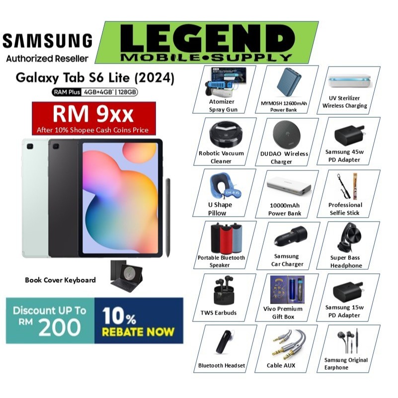 Samsung Galaxy Tab S6 Lite 2024 (P620) | 4GB+4GB Extended Ram+128GB Rom ...