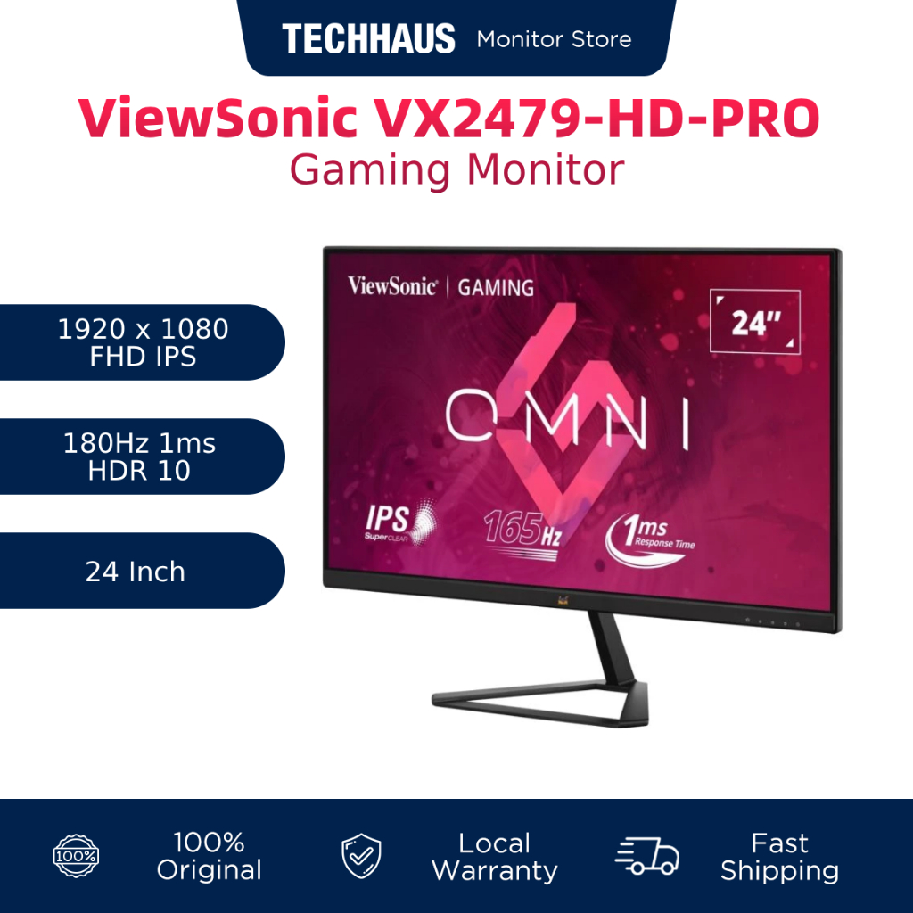 ViewSonic VX2479-HD-PRO 24” 180Hz Gaming Monitor (3 Years Warranty ...