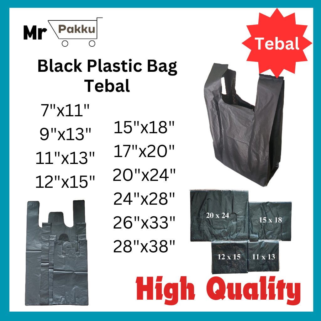 Harga Murah Black Color Singlet Bag / T-Shirt Bag / Beg Plastik / Beg ...