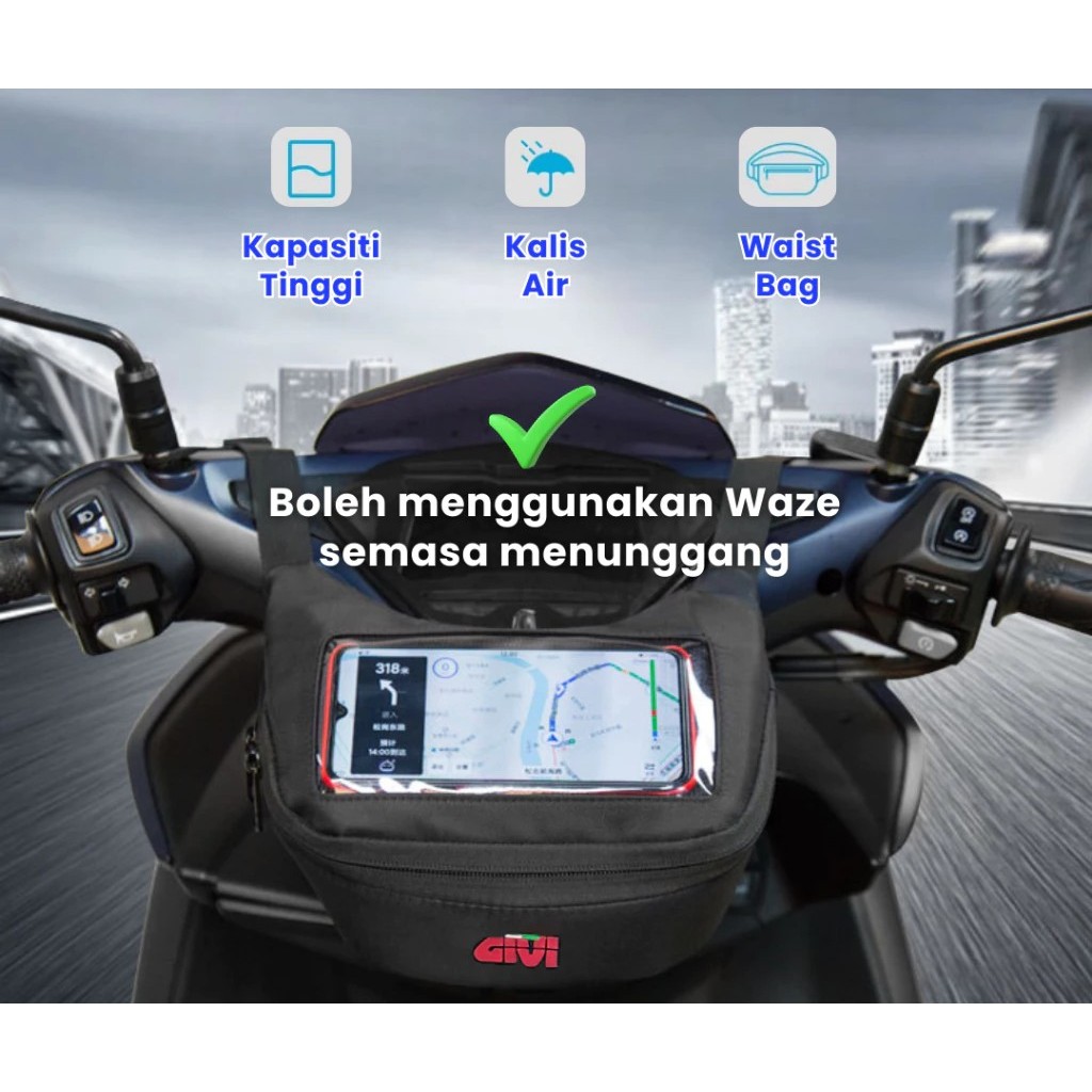 MOTORCYCLE HANDLEBAR BAG BEG MOTOR GPS BAG MOTOR TAMS BAG KALIS AIR ...