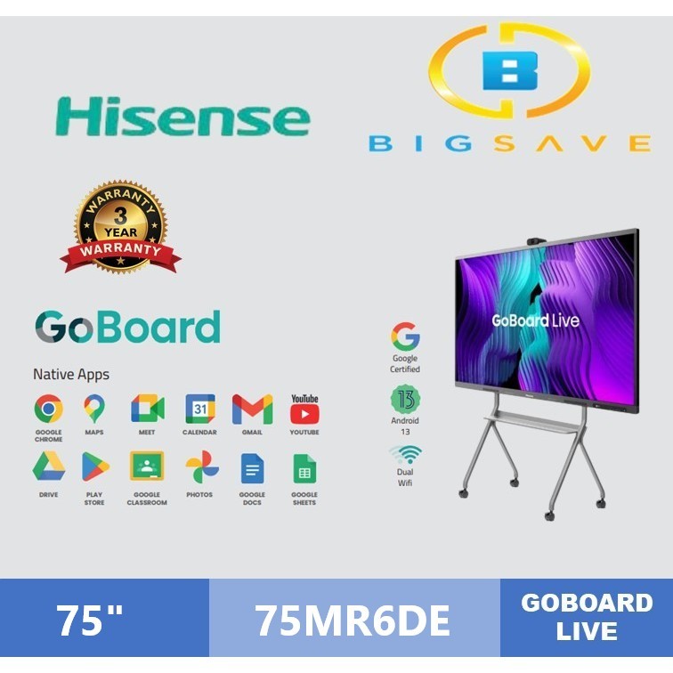 HISENSE 75" 75MR6DE ADVANCED INTERACTIVE DISPLAY COMMERCIAL TV GOBOARD ...