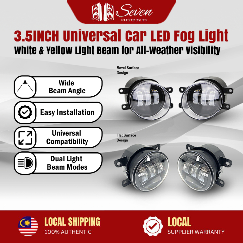 3.5INCH Universal Car LED Fog Light With White & Yellow Light Beam Car ...