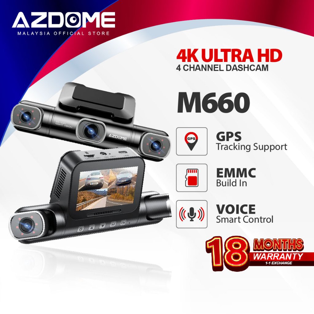 Azdome M660 4K Ultra HD 4-Channel Front & Rear & Left & Right Dash Cam ...