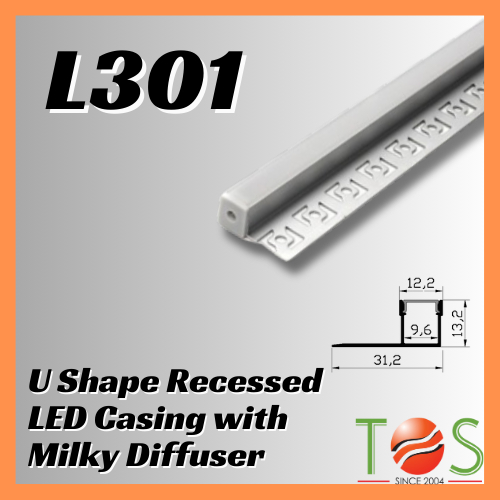 LUMY【0.5M/1M/1.5M/2M】U Shape Recessed LED Light Strip Aluminium Profile ...