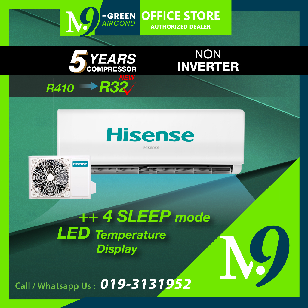 [MIGA] Hisense Air Conditioner Non Inverter + ionizer R32 AN-DBG Series ...