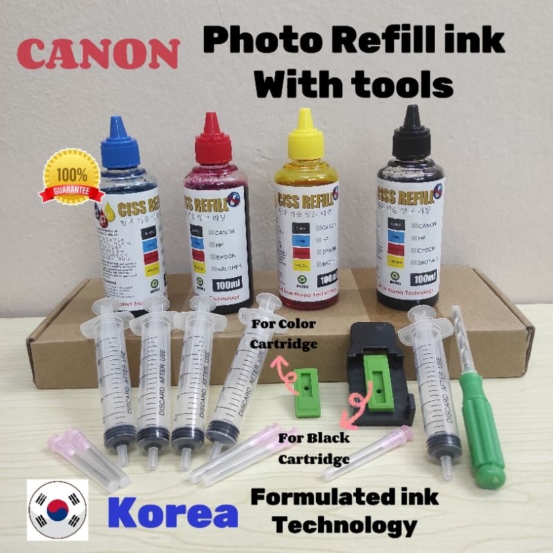 (NEW) Korea ink Refill Bottle for all Canon ink Cartridge with drill ...