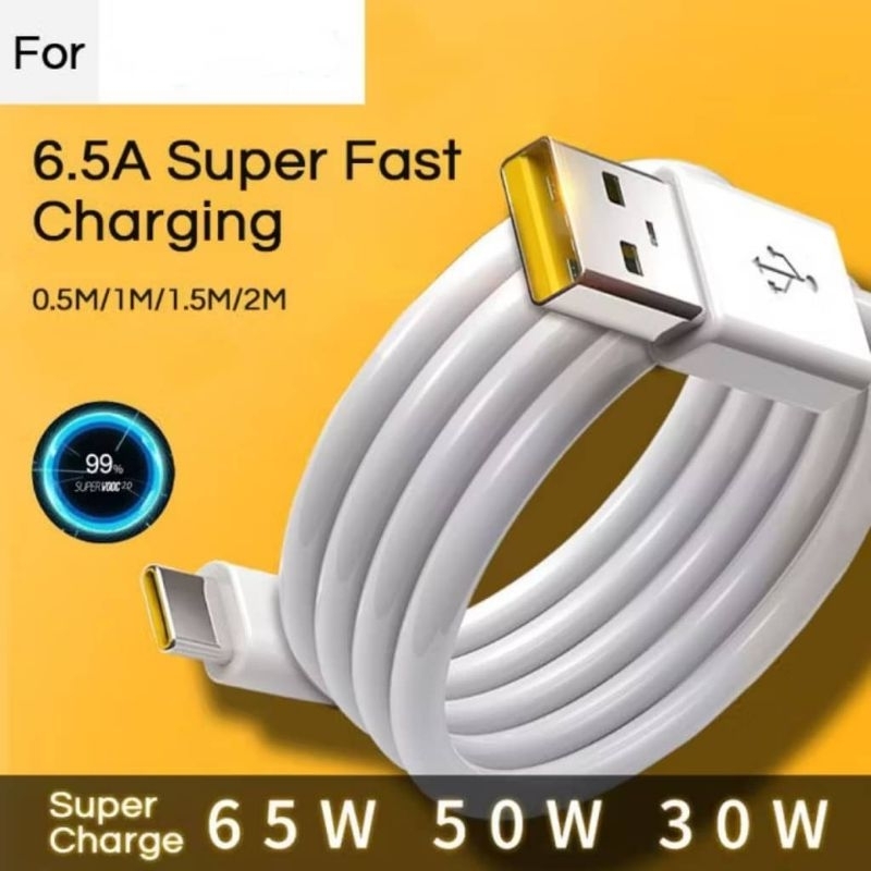 Original SUPER VOOC TYPE C SUPER FAST CHARGING USB DATA CABLE | Shopee ...
