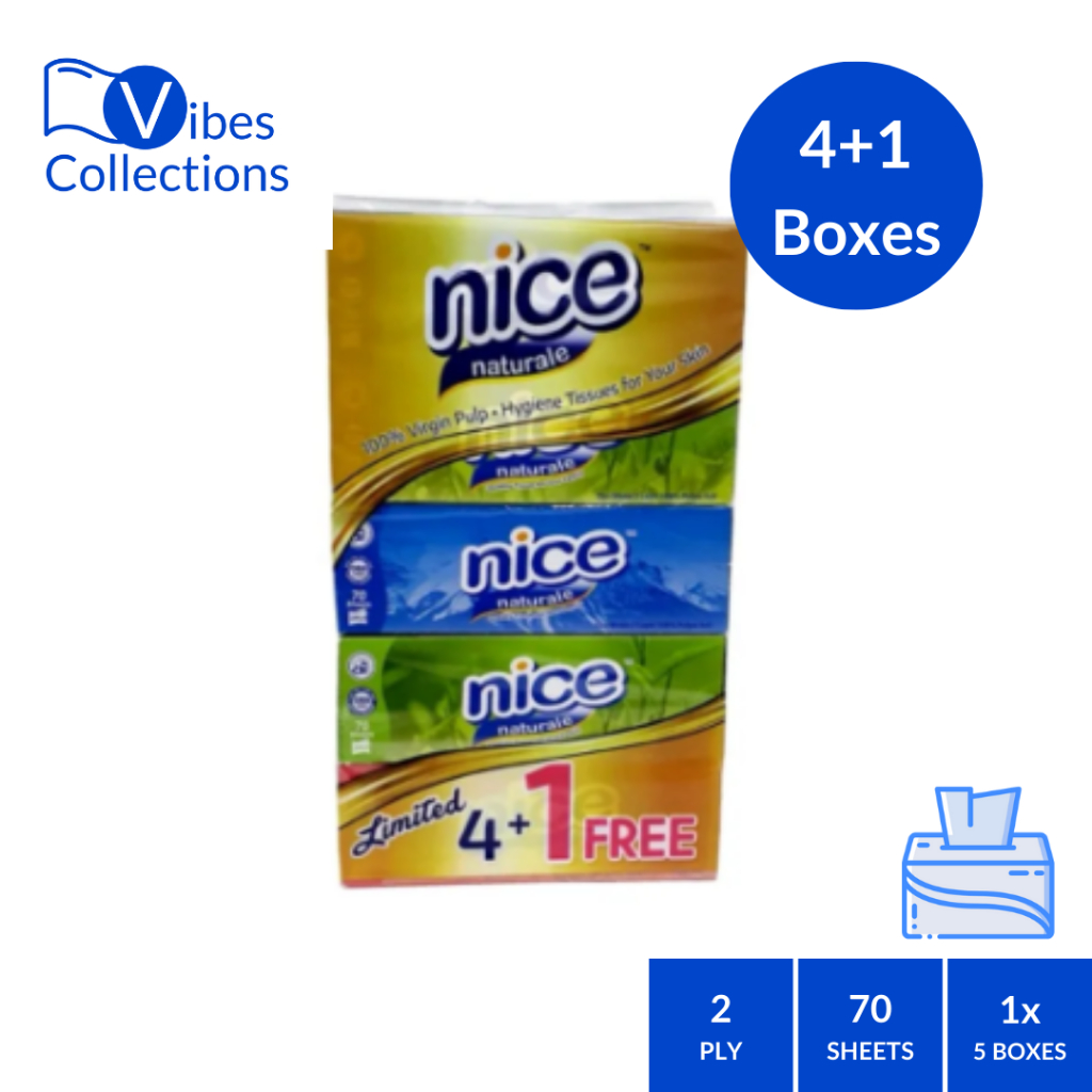 NICE Facial Tissue Box 2PLY (5 x 70 sheets) / Tisu Muka Kotak NICE ...