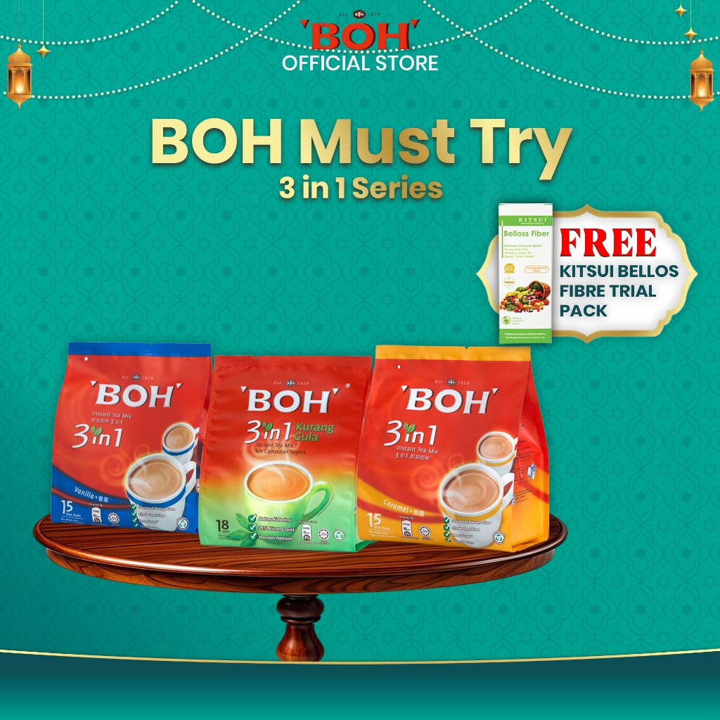 Boh Instant Tea Mix Series Less Sugar (Original, Caramel, Vanilla ...