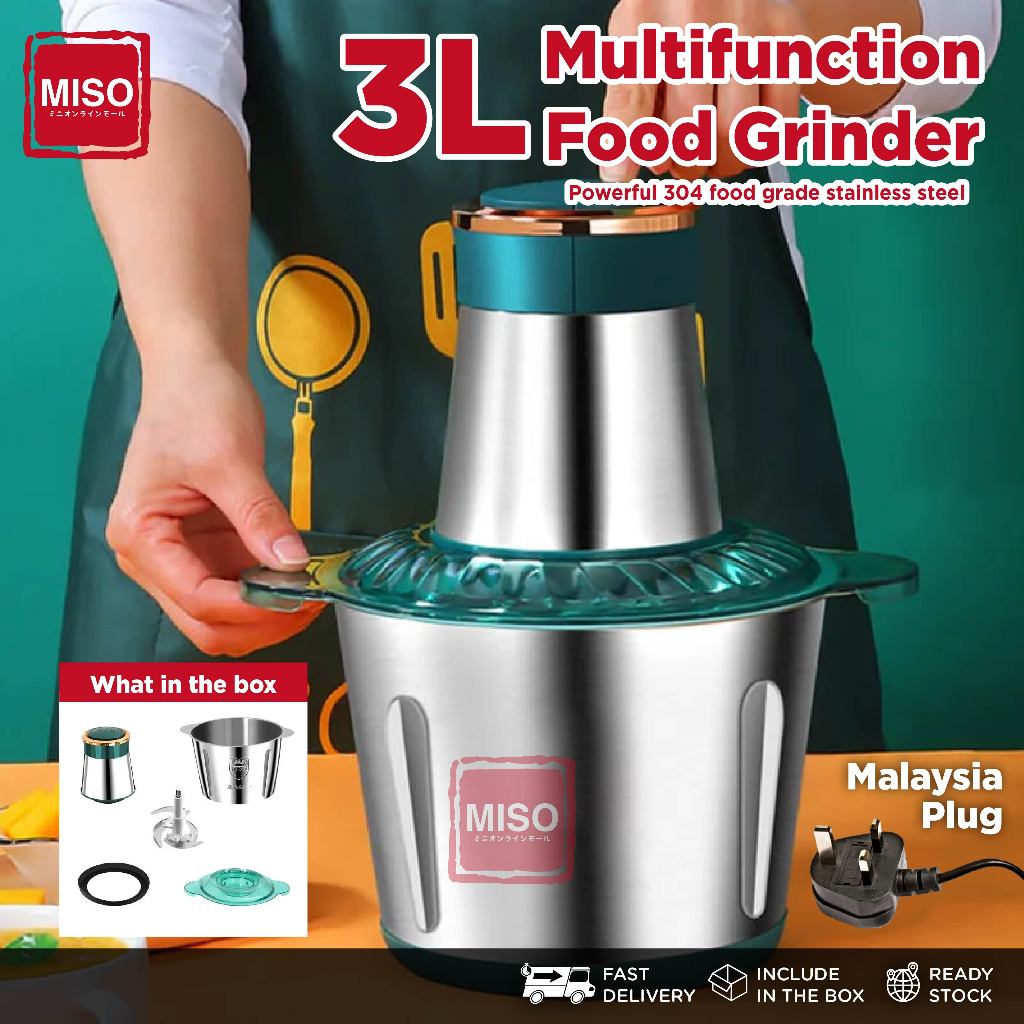 Ready Stock350W Meat Grinder 3L Meat Grinder Heavy Duty Pengisar Daging Chopper Stainless Steel ...